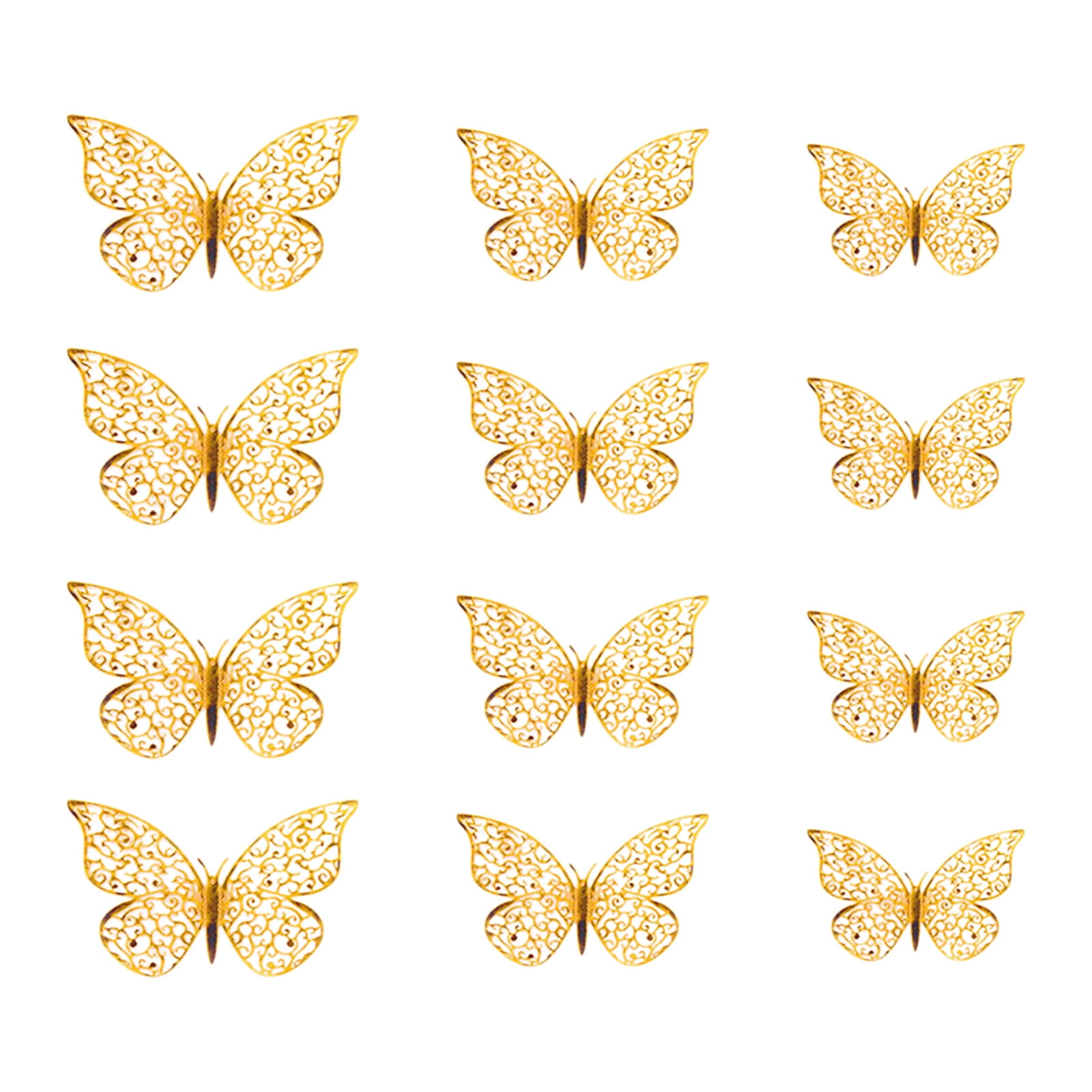 D Removable Metallic Butterfly Stickers For Wall Decoration And Event ...