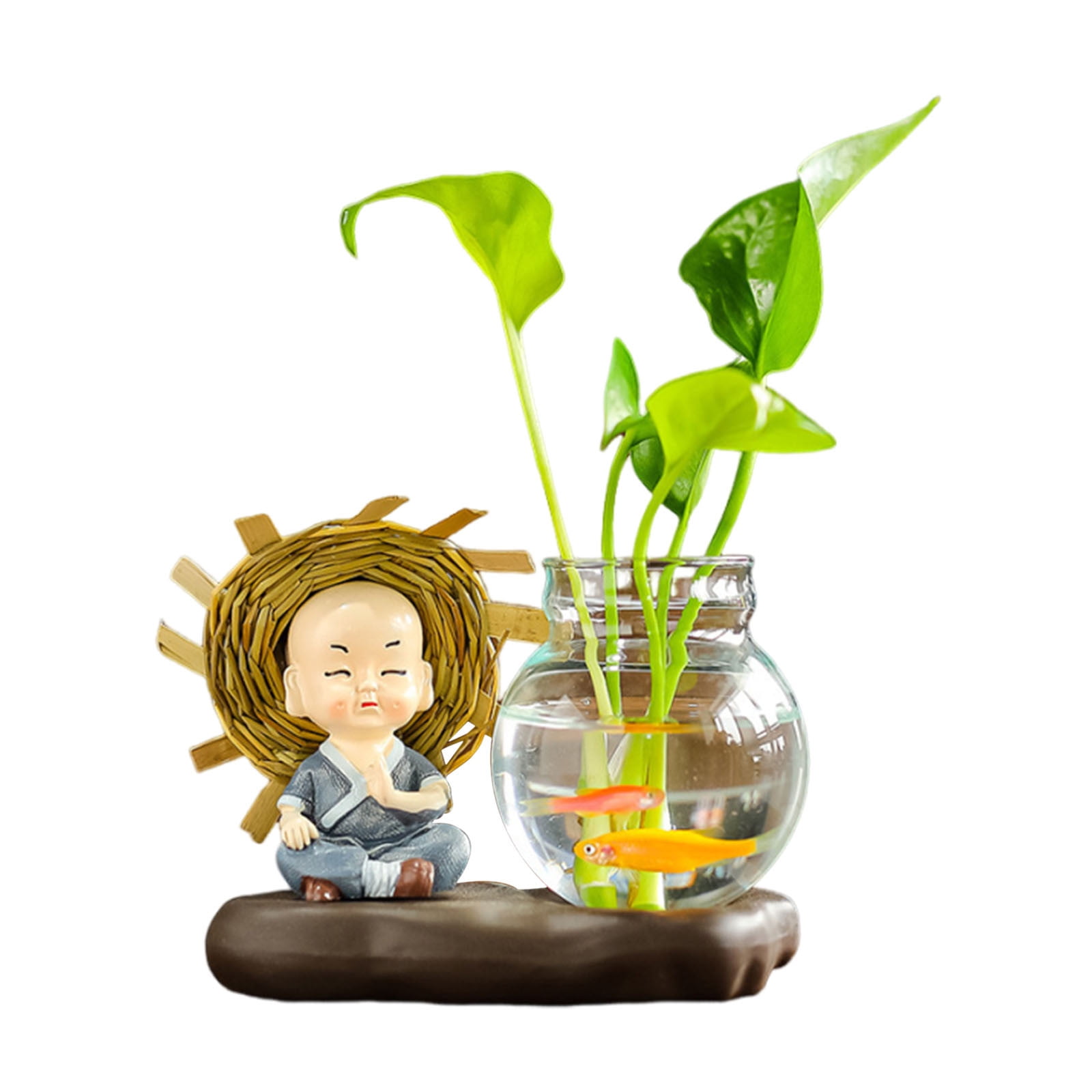 D Resin Monk Figurine Hydroponic Planter Vase Desktop Decoration ...