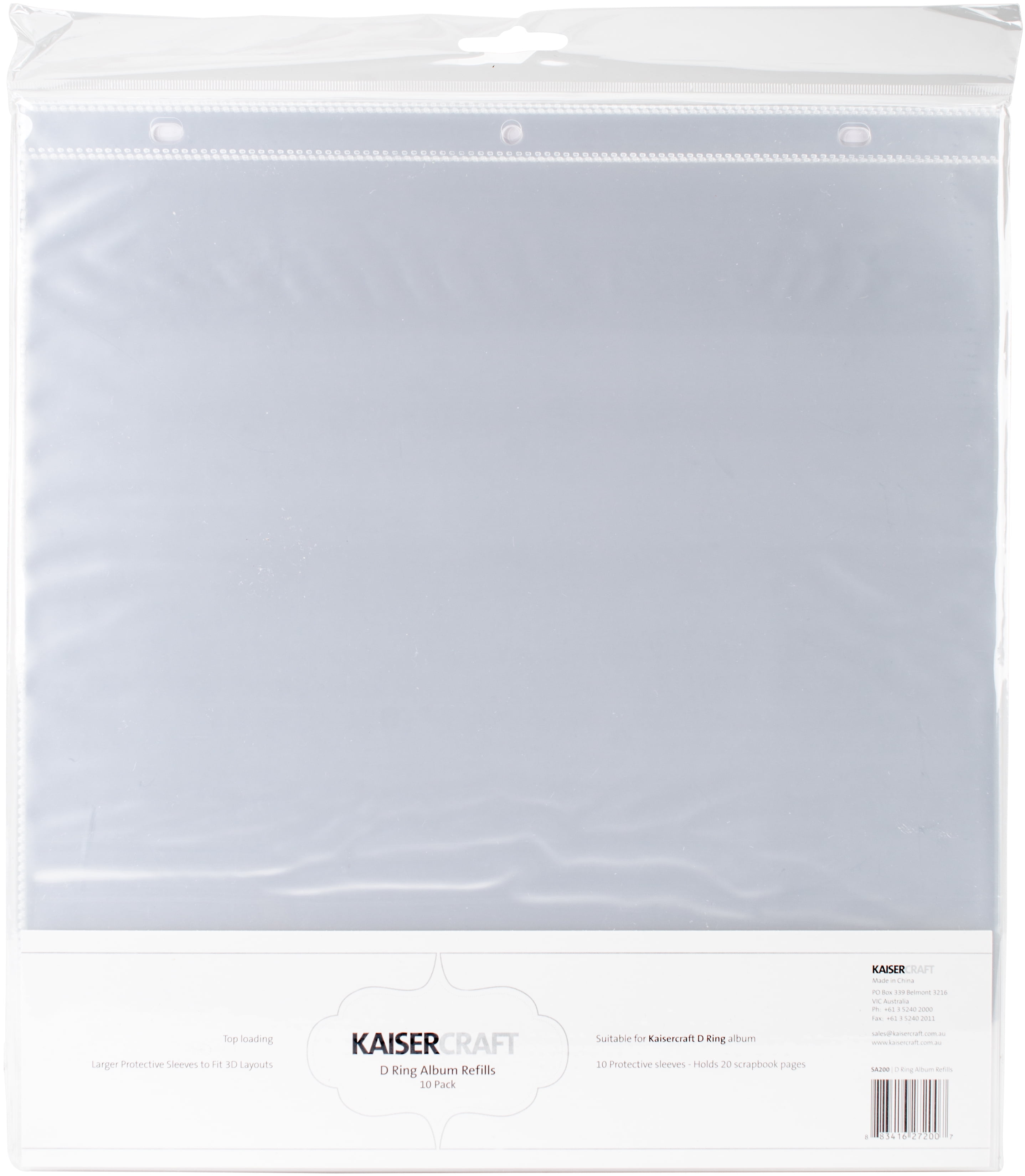 D-Ring Album Page Protectors 12"X12" 10/Pkg-(1) 12"X12" Pocket ...