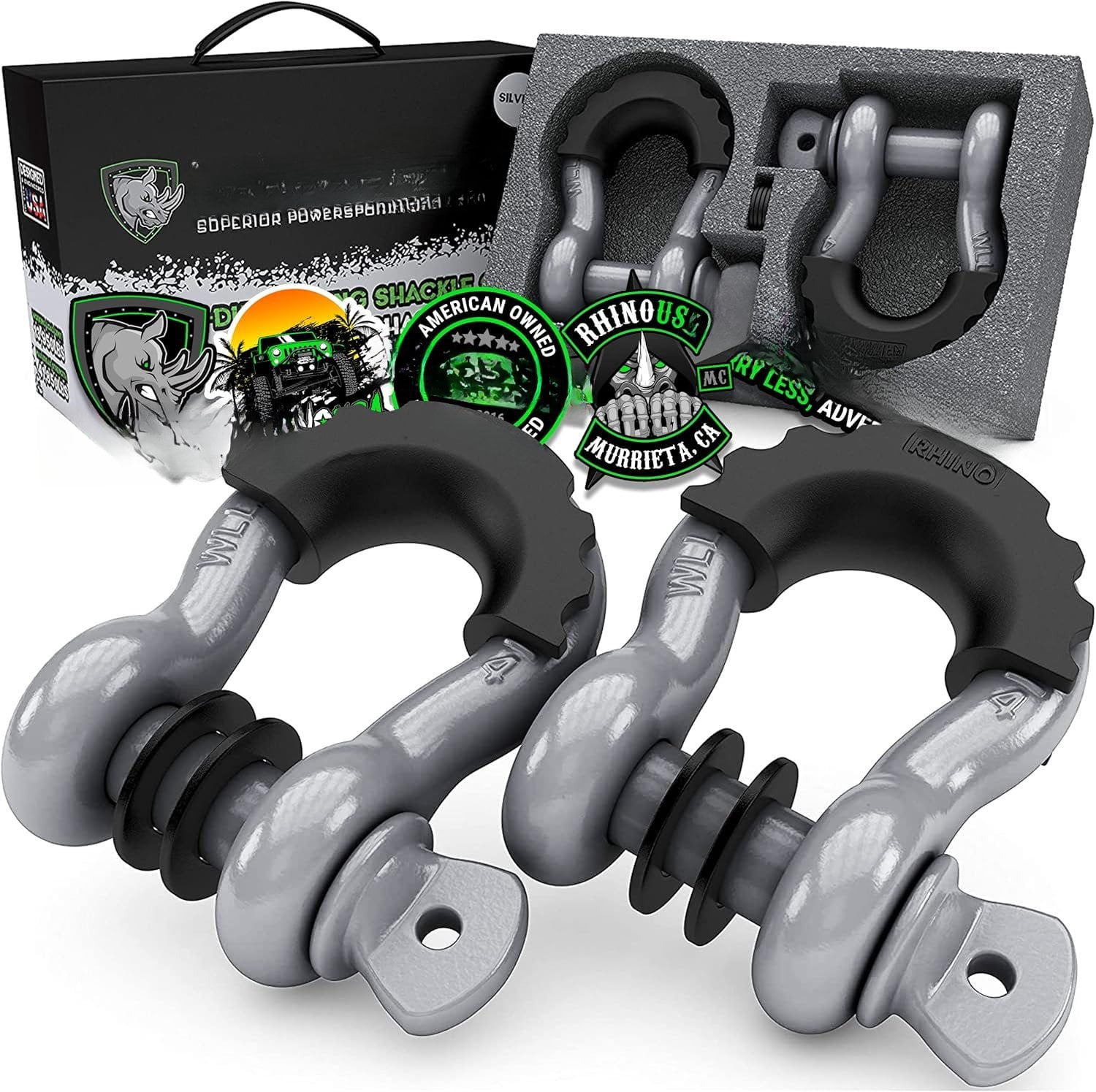 D Ring Shackles (2-) - 41,850lb Break Strength - 3/4" Clevis Shackle ...