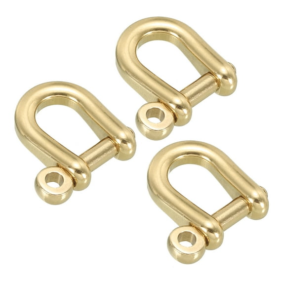 D-Ring Shackles, 3Pcs 1/4 Inch Inner Width Solid Brass Screw Hook Small ...