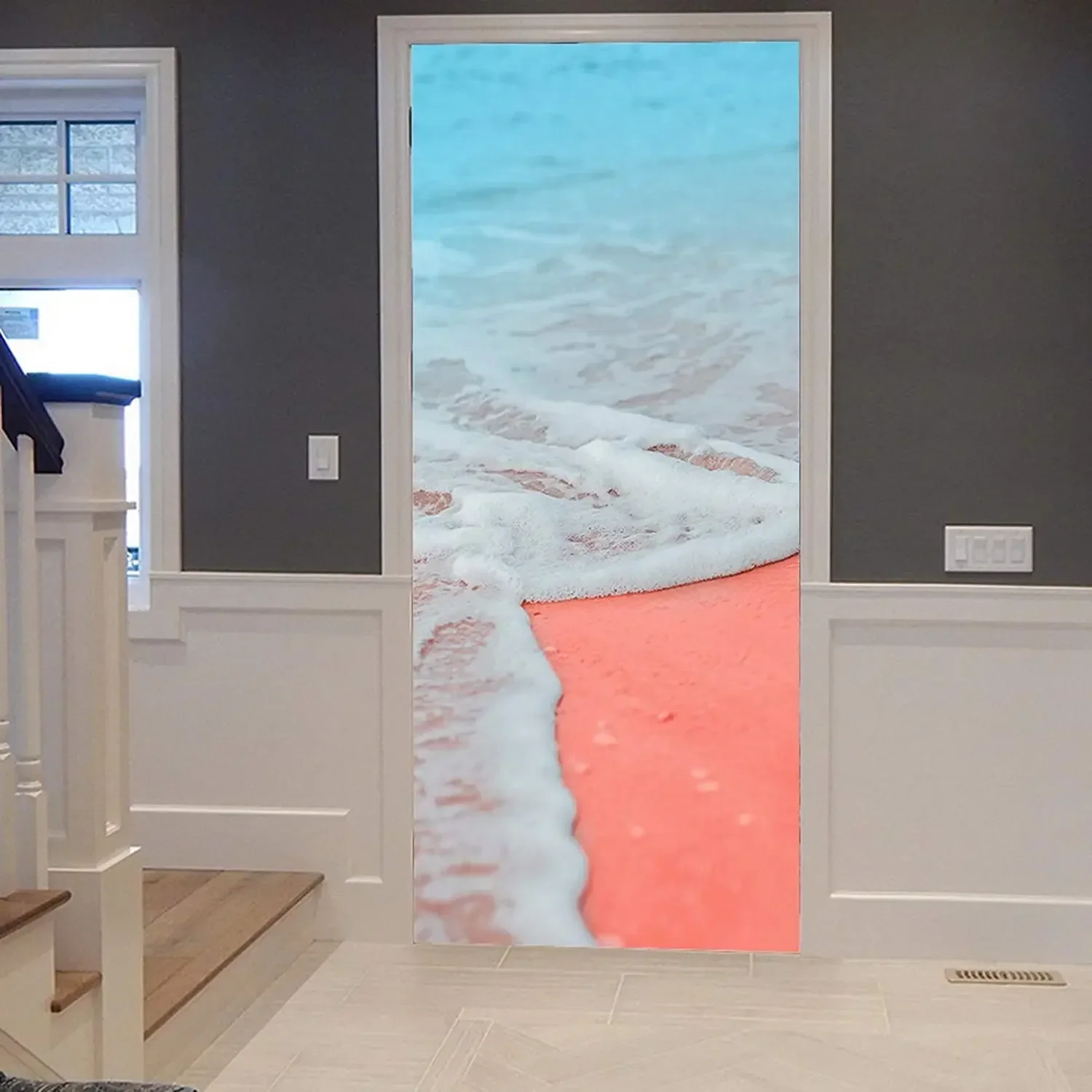 D Seaside Sunset Door Sticker Ocean Scenery Decal Removable Natural Sea ...