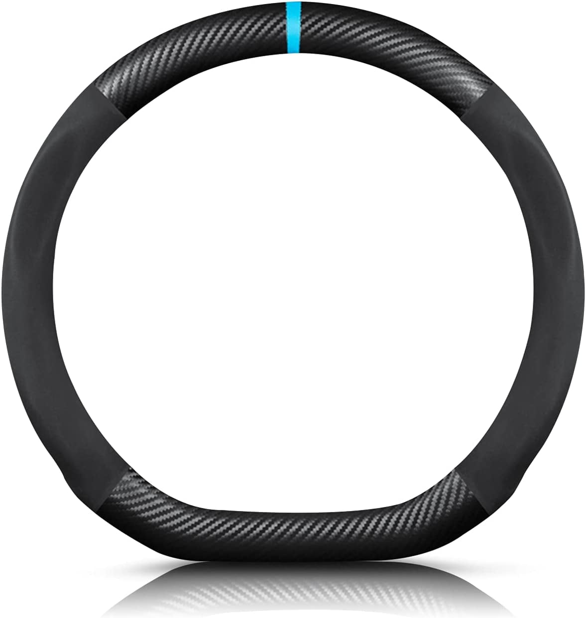 D-Shape Carbon Fiber Microfiber PU Leather Steering Wheel Cover Anti ...