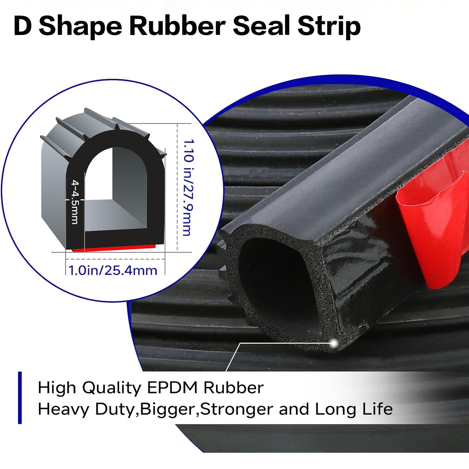 D Shape Door Rubber Seal Strip 1" RV Slide Out EPDM Heavy Duty ...