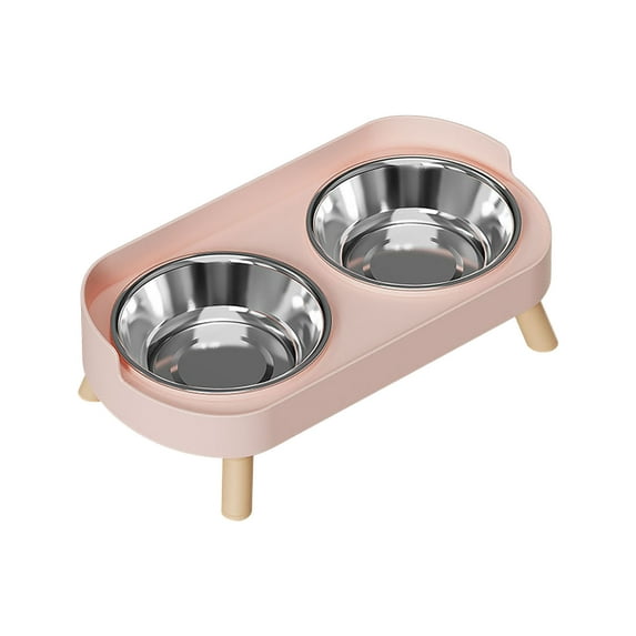 D Stainless Steel Double Bowl Dog Cat Pet Food Water Dish Non Slip Anti ...