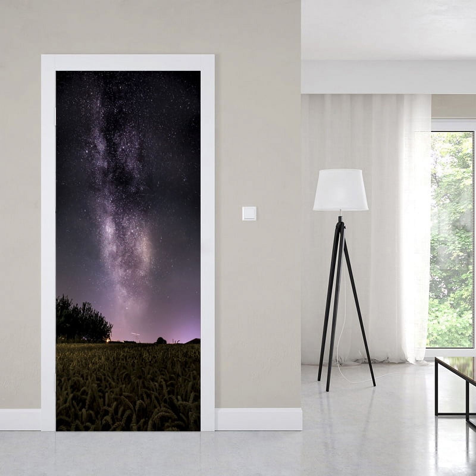 D Starry Sky Galaxy Background Creative Door Sticker Old House ...