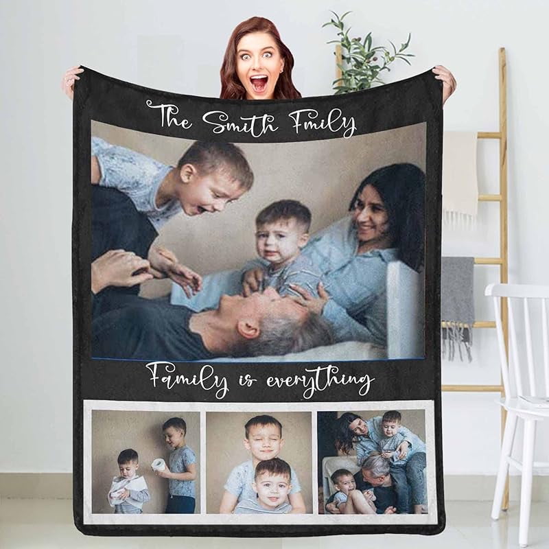 D-Story Custom Blanket with Text Picture for Fathers Day Collage ...