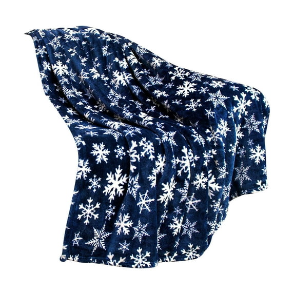 D Style D Winter Holiday Blanket Reindeer Snowflake Printed Flannel ...