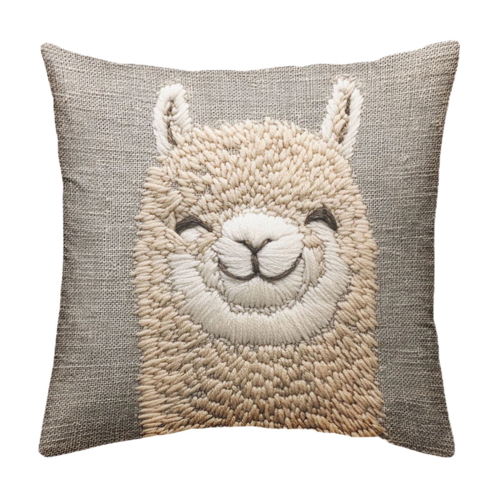 D Super-Soft Faux Alpacas Pillow Cover With 3D Embroidery-Style Pattern ...