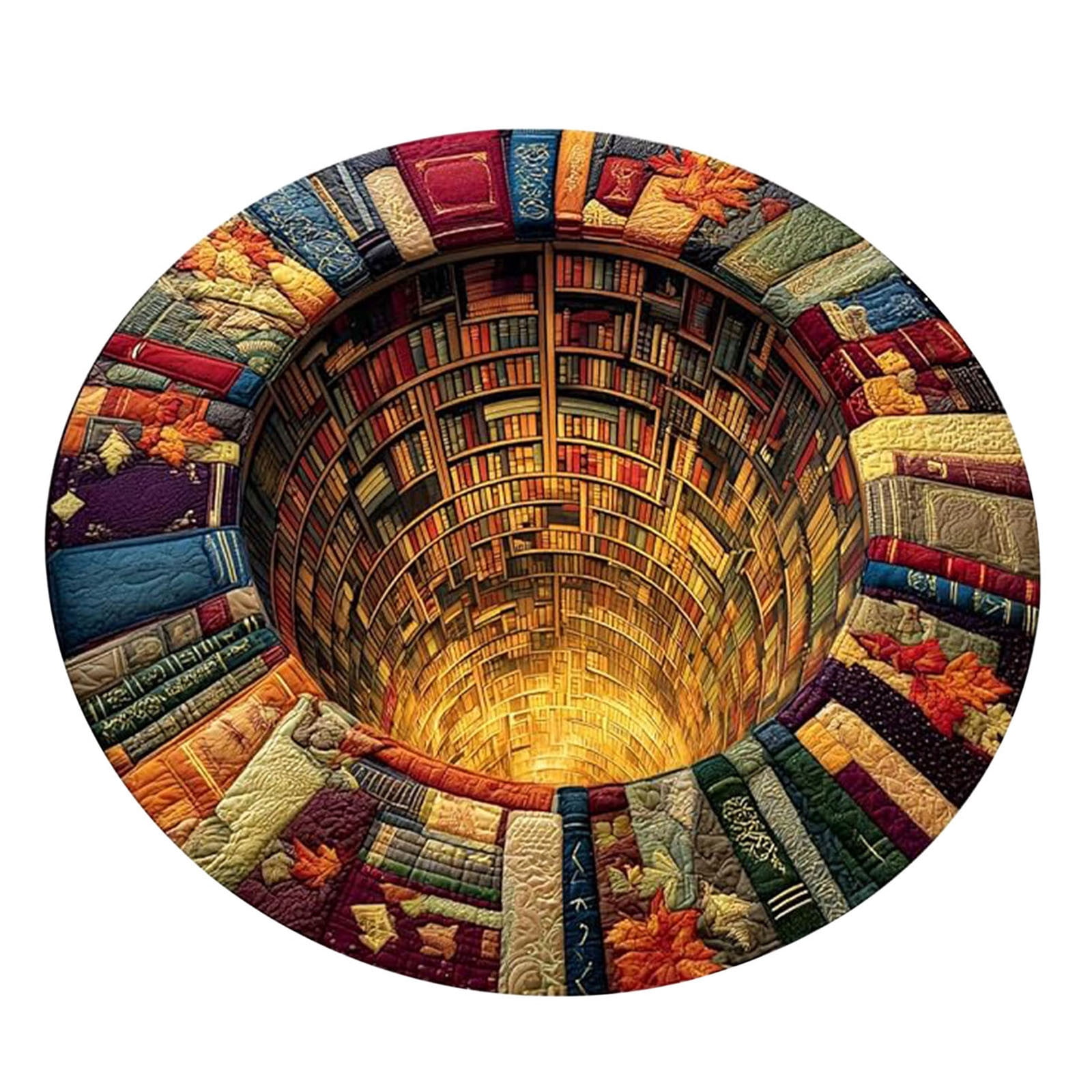 D Three Dimensional Visual Book Cave Crystal Velvet Round Rug Non Slip ...