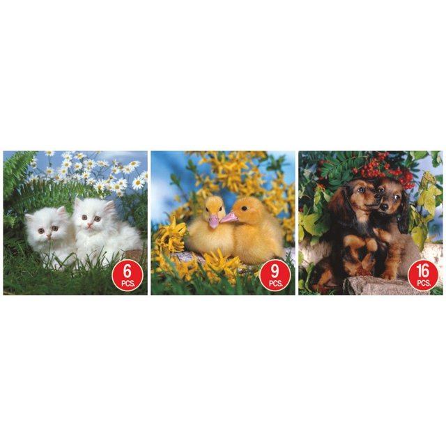 D-Toys Kittens Ducklings Puppies Children's Jigsaw Puzzle Animal 3-Pack ...