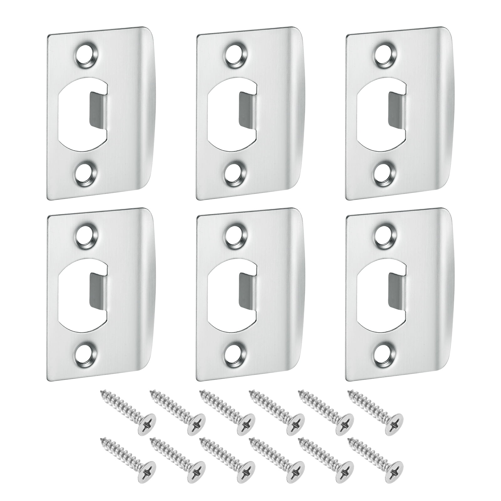 D-Type Door Strike Plate, 6Pack 57mm x 45mm 201 Stainless Steel Latch ...