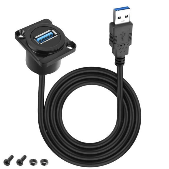 D-Type USB Panel Mount to USB 3.0 Adapter Cable 5Gbps USB Type-A Male ...