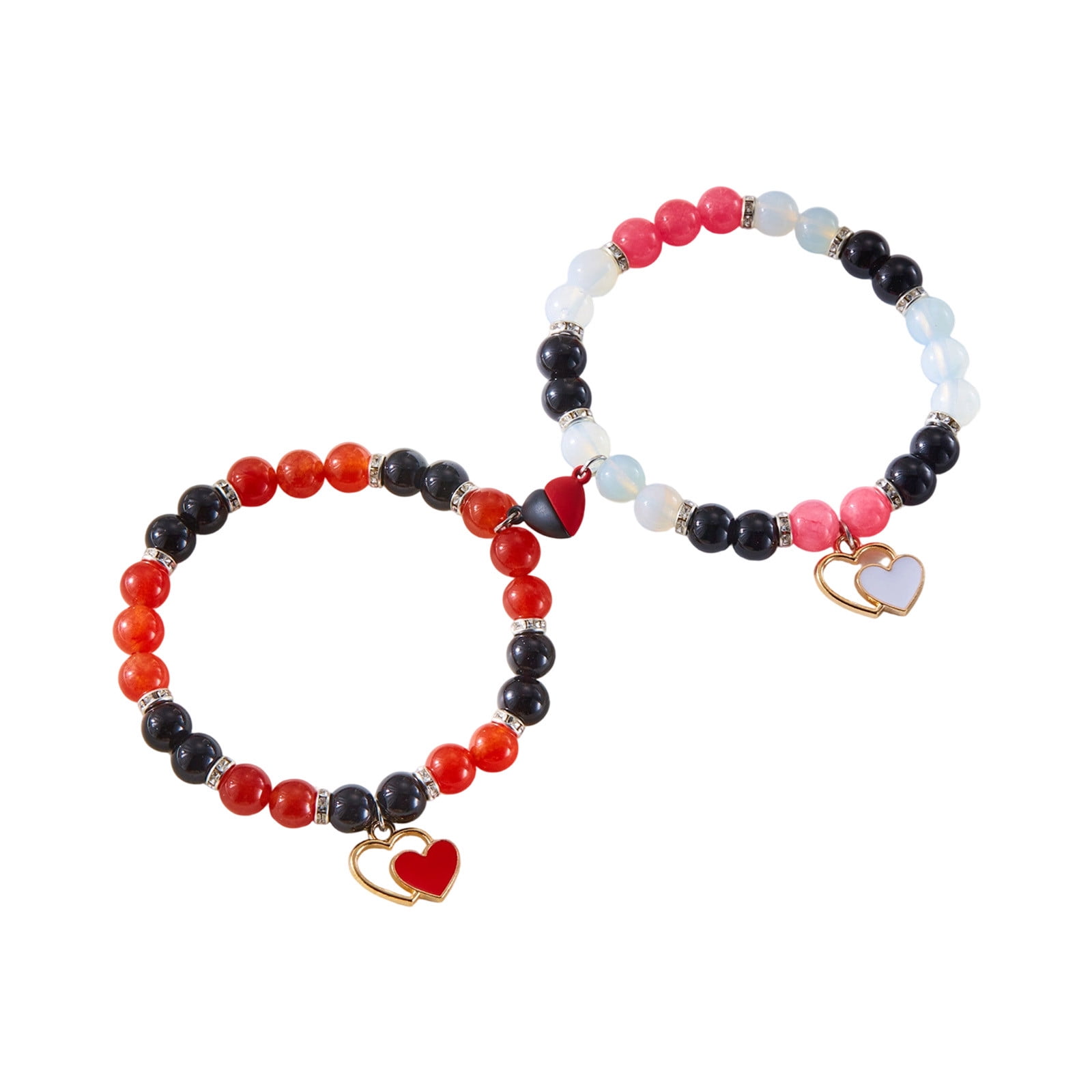 D Valentine'S Day Couple Magnetic Bracelet With Adjustable Knot, Heart ...