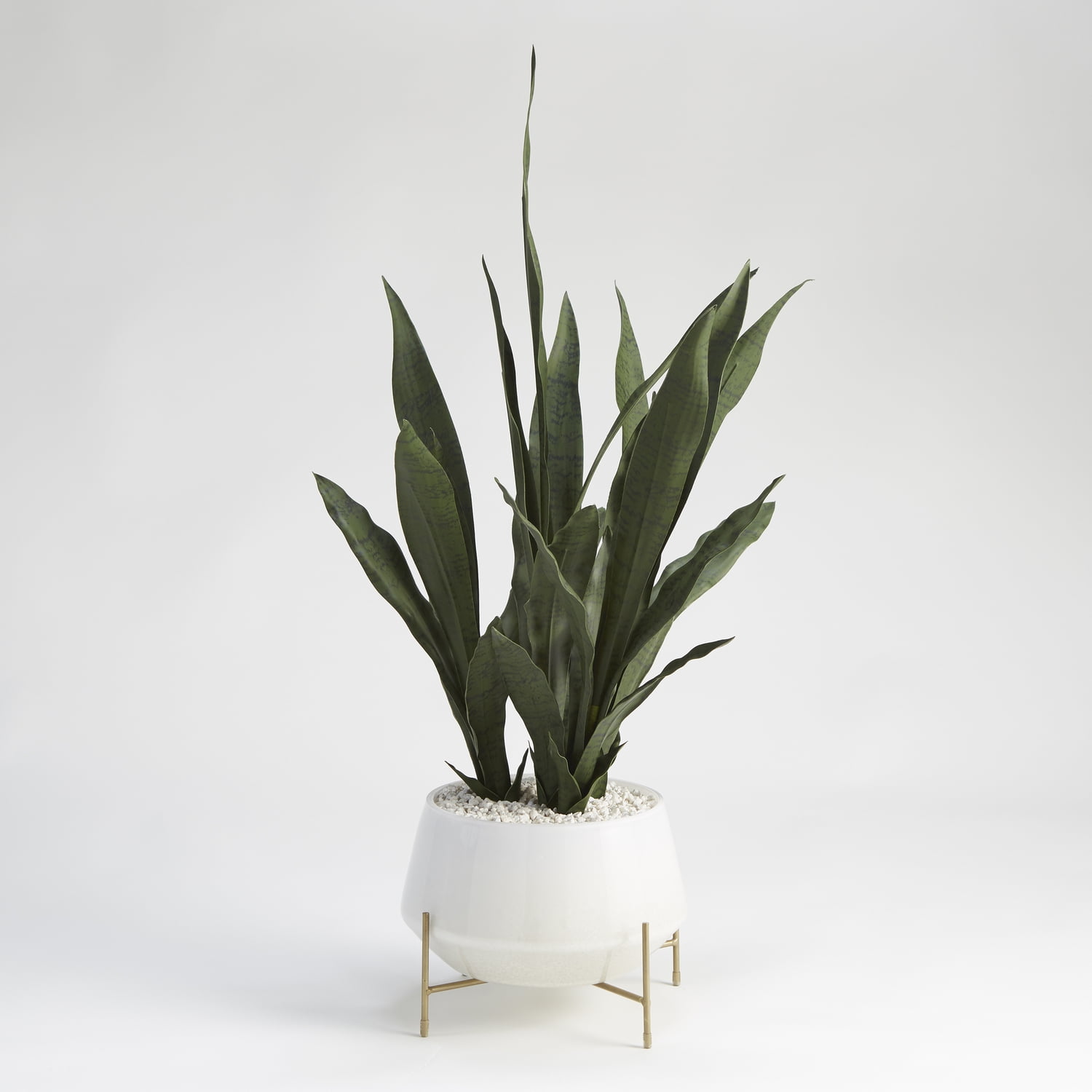 D&W Silks Medium Mother-In-Law'S Tongue in White Glass Bowl with Stand - Walmart.com