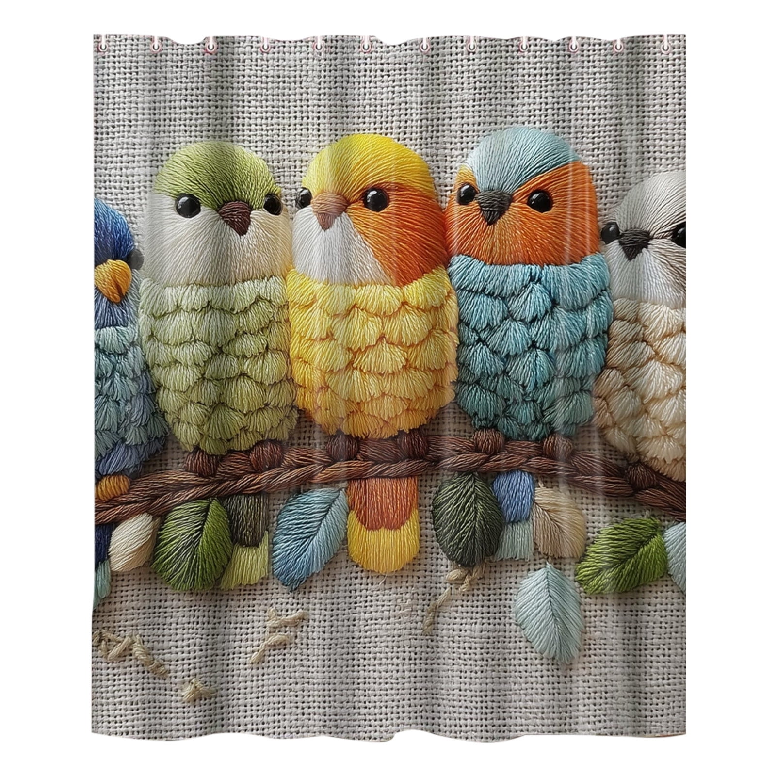 D Waterproof Faux Embroidery Shower Curtain With Rustproof Grommets And ...