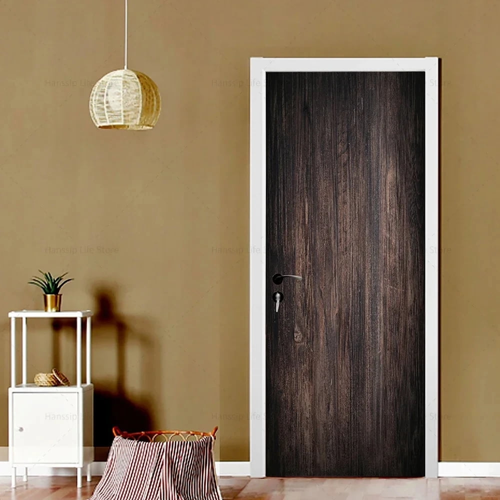 D Wood Door Stickers Waterproof Rose PVC Waterproof Self-adhesive Home ...