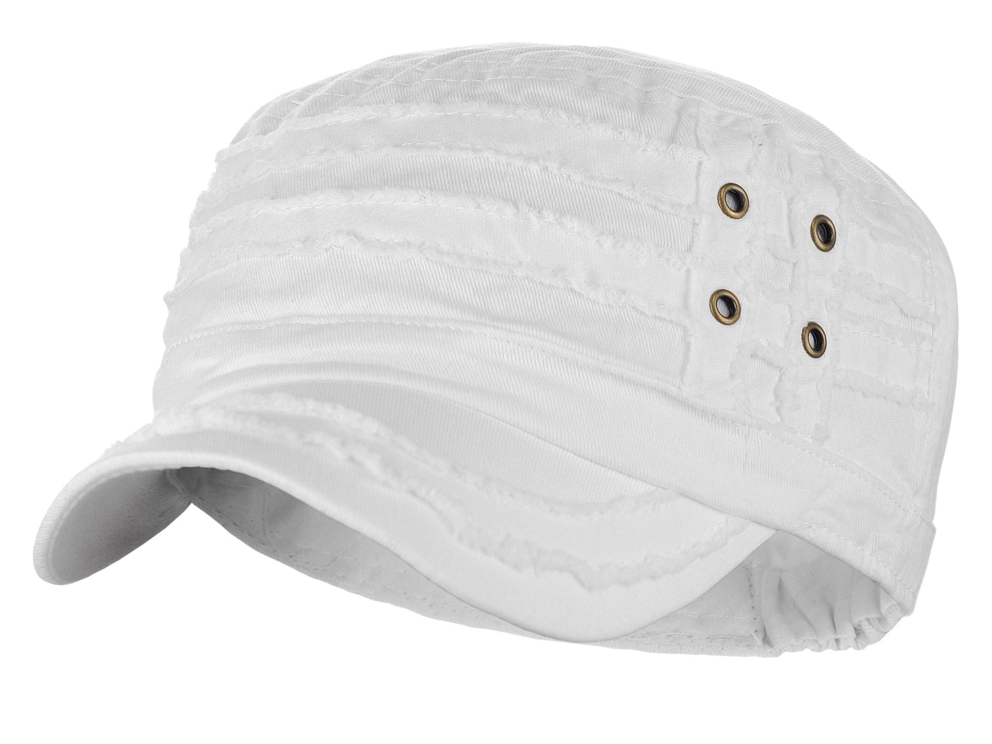D&Y Unisex Cotton Distressed Layered Frayed Cadet Military Cap, Dark ...