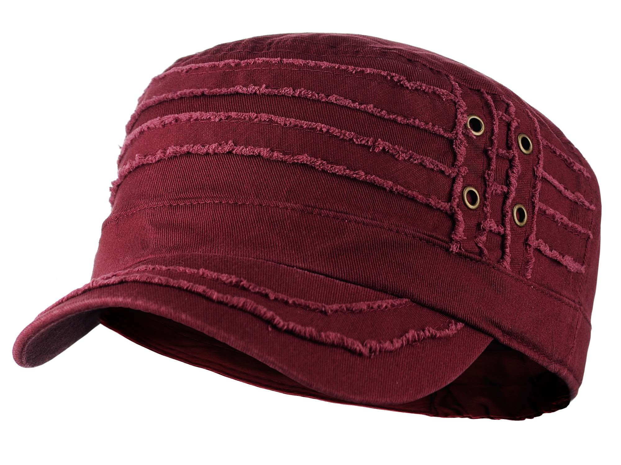 D&Y Unisex Cotton Distressed Layered Frayed Cadet Military Cap, Navy ...