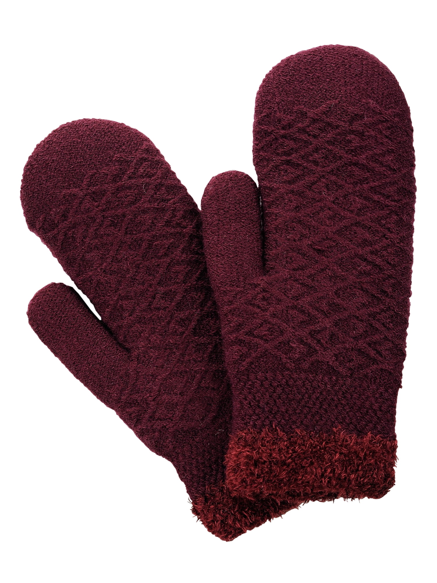 D&Y Women's Winter Warm Knit Plush Lined Stretchy Snug Fit Mittens ...