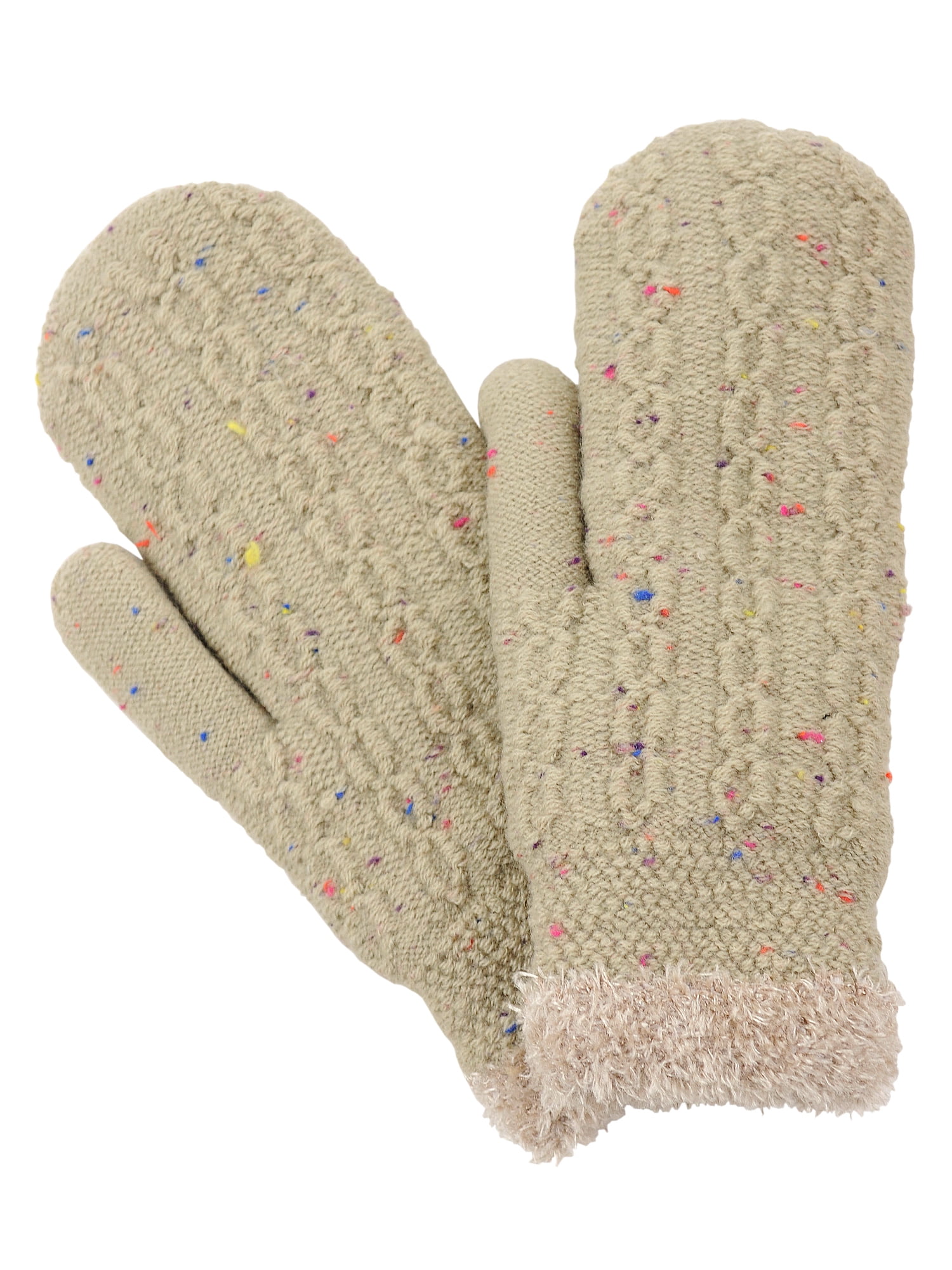 D&Y Women's Winter Warm Knit Plush Lined Stretchy Snug Fit Mittens ...