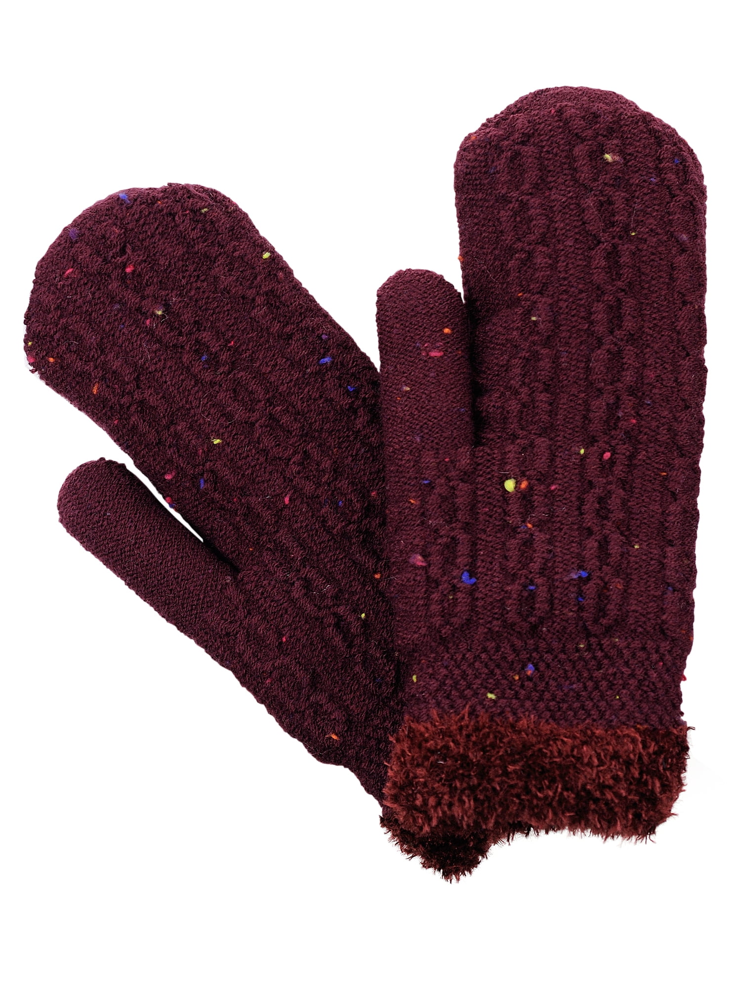 D&Y Women's Winter Warm Knit Plush Lined Stretchy Snug Fit Mittens ...