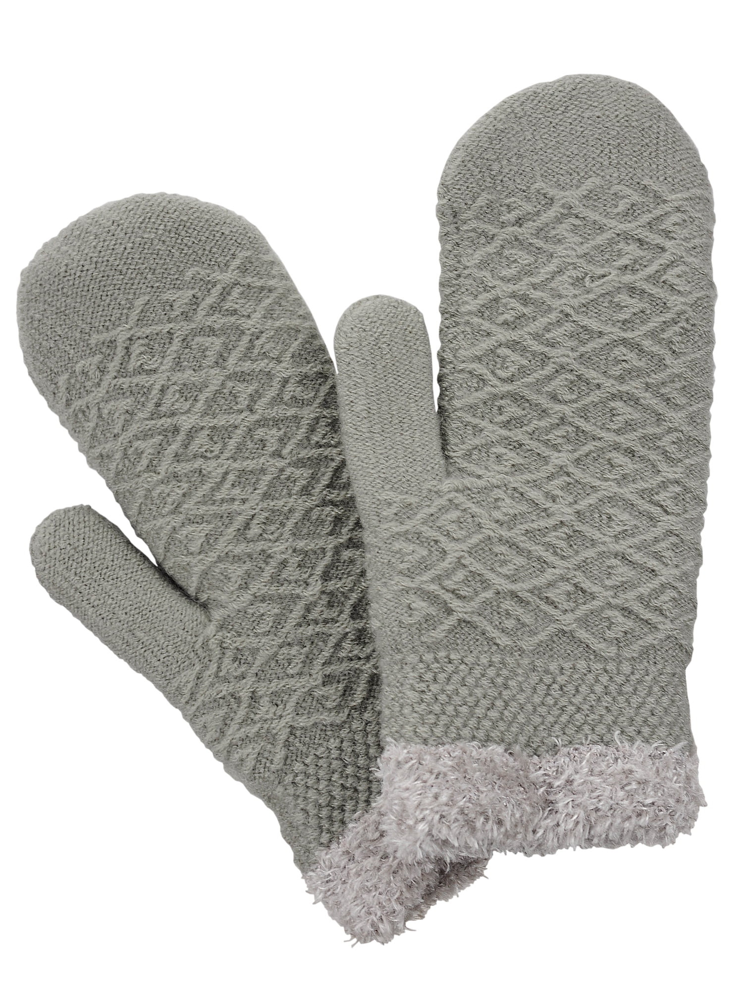 D&Y Women's Winter Warm Knit Plush Lined Stretchy Snug Fit Mittens, Lt ...