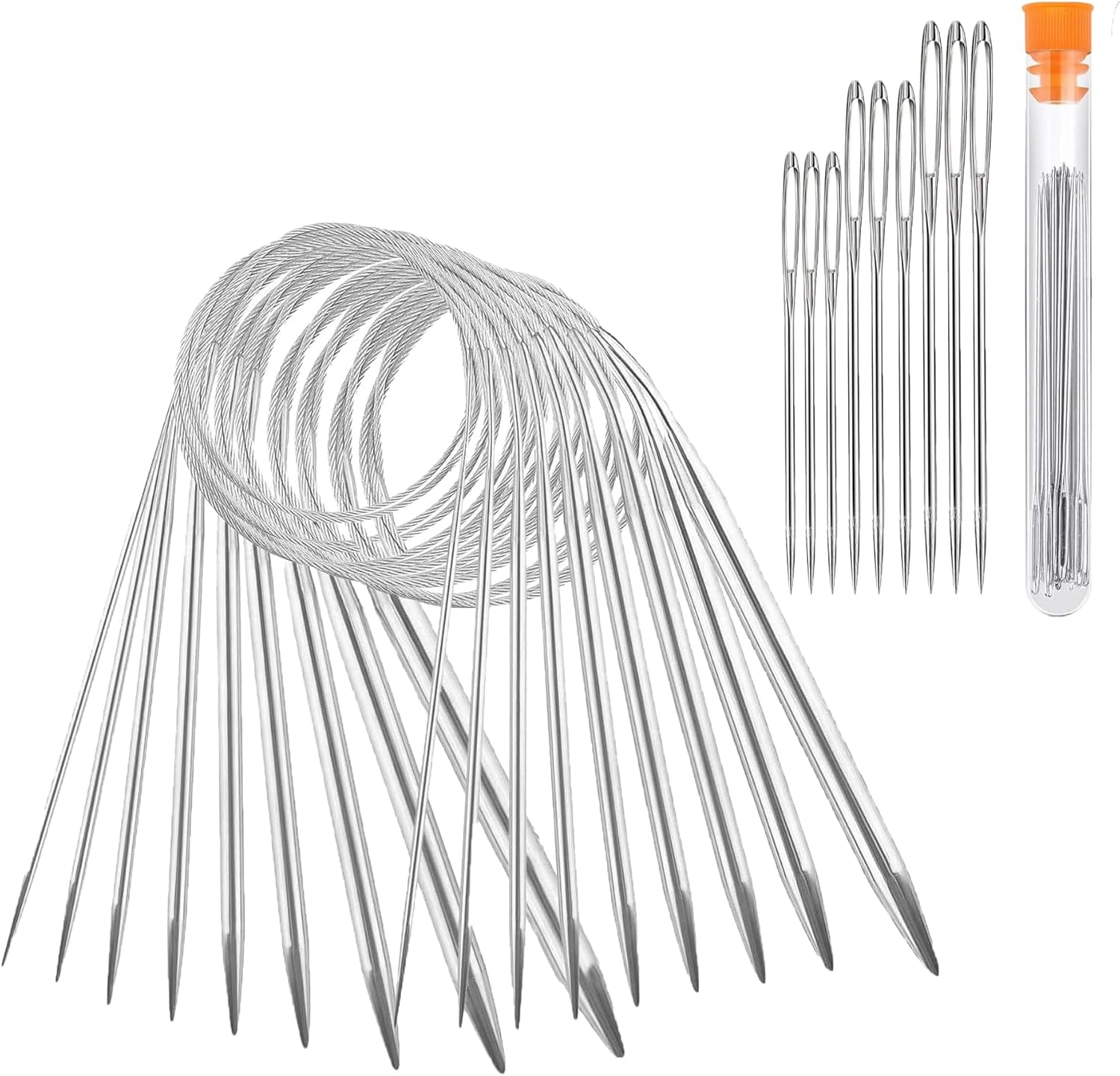 D-buy 10 Pcs Stainless Steel Circular Knitting Needles Set, with 9 ...