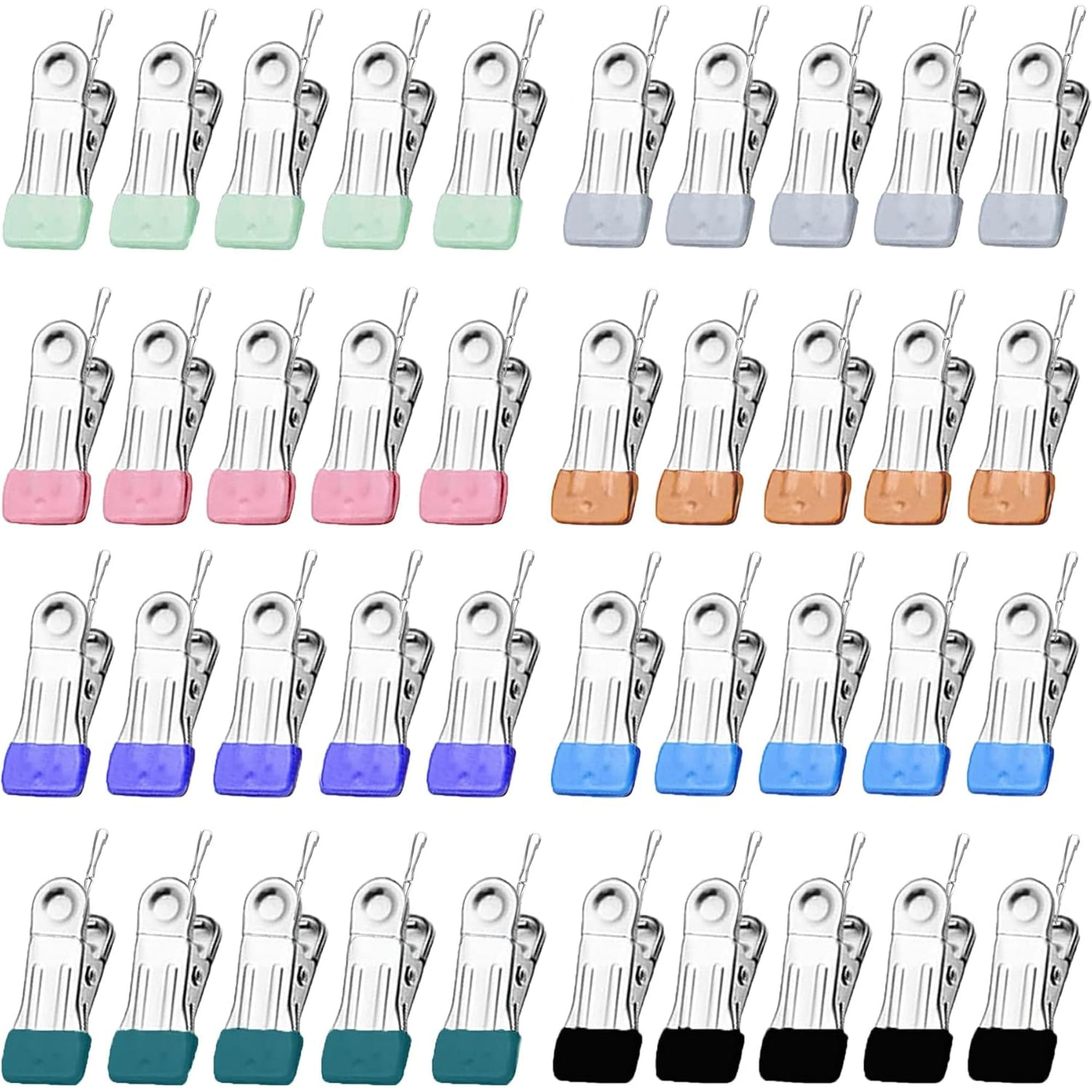D-buy 40 Pack Colored Clothes Pins, Stainless Steel Metal Clothespins ...