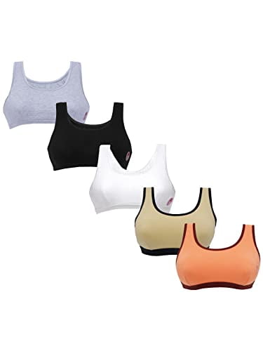 D'chica Cotton Girls Training Sports Bra Wide Strap, Non padded ...
