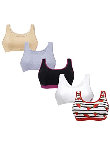 D'chica Cotton Girls Training Sports Bra Wide Strap, Non padded ...