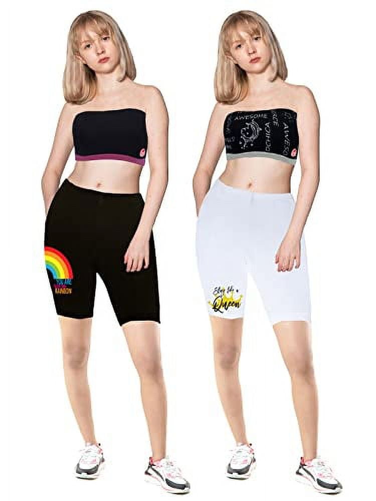 D'chica Pack of 4 Cotton Girls Cycling Shorts and Crop Training Bras ...