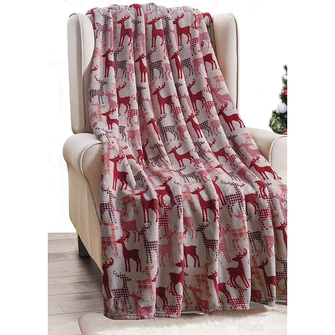 Décor&More Festive Holiday Microplush Throw Blanket (50" x 60 ...
