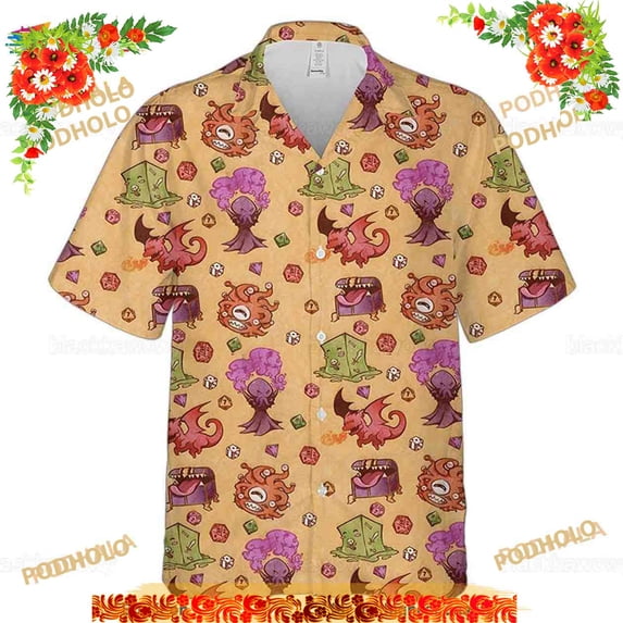 D d Monsters Funny Hawaiian Shirt, Dnd Shirt, Dnd Funny Hawaiian Shirt ...