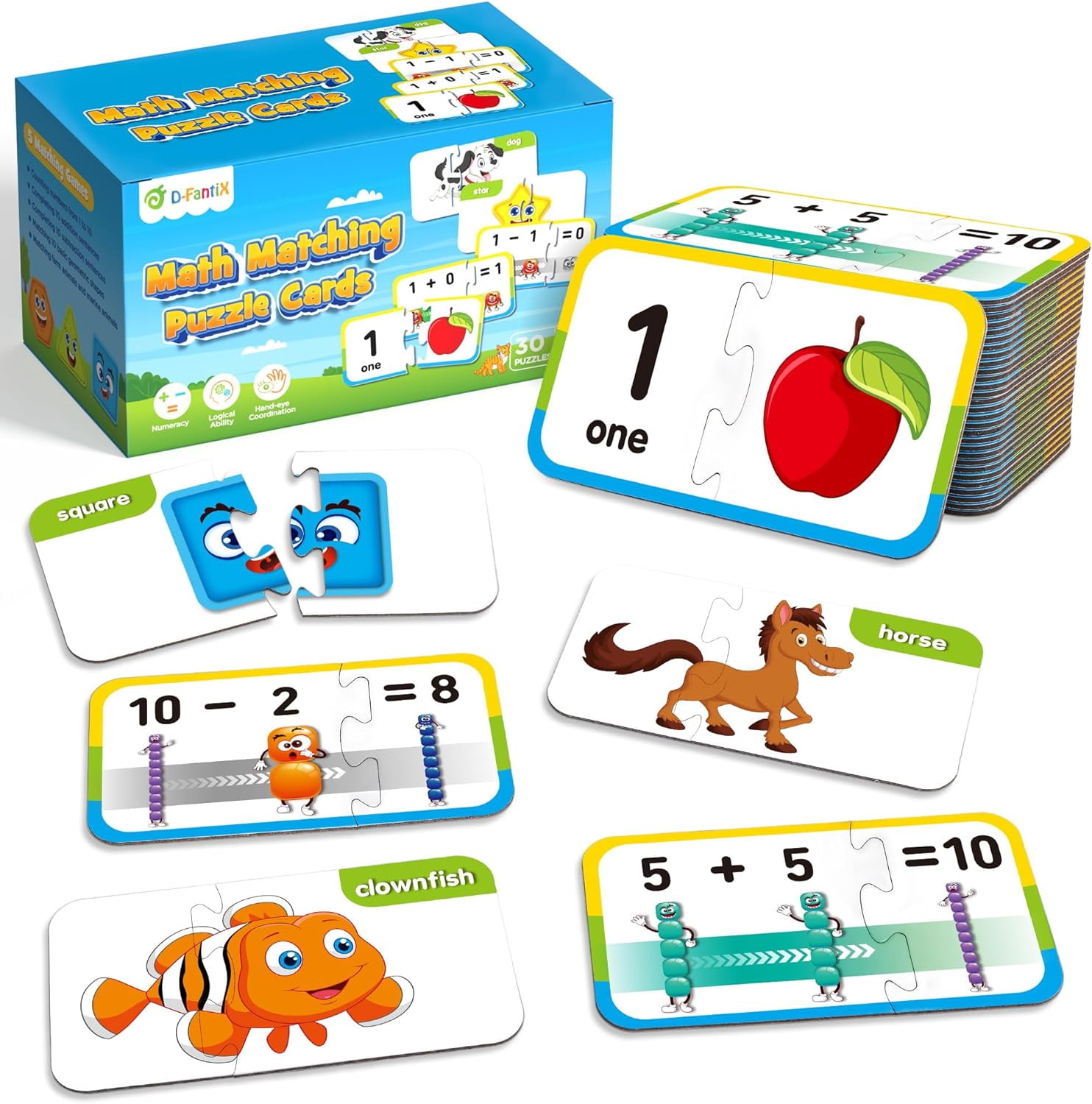 D-FantiX 30 Self-Correcting Number Puzzles, Double-Sided Addition and ...