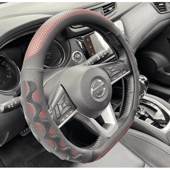D-shaped 14.5-15 inch steering wheel cover with 3D honeycomb anti slip ...