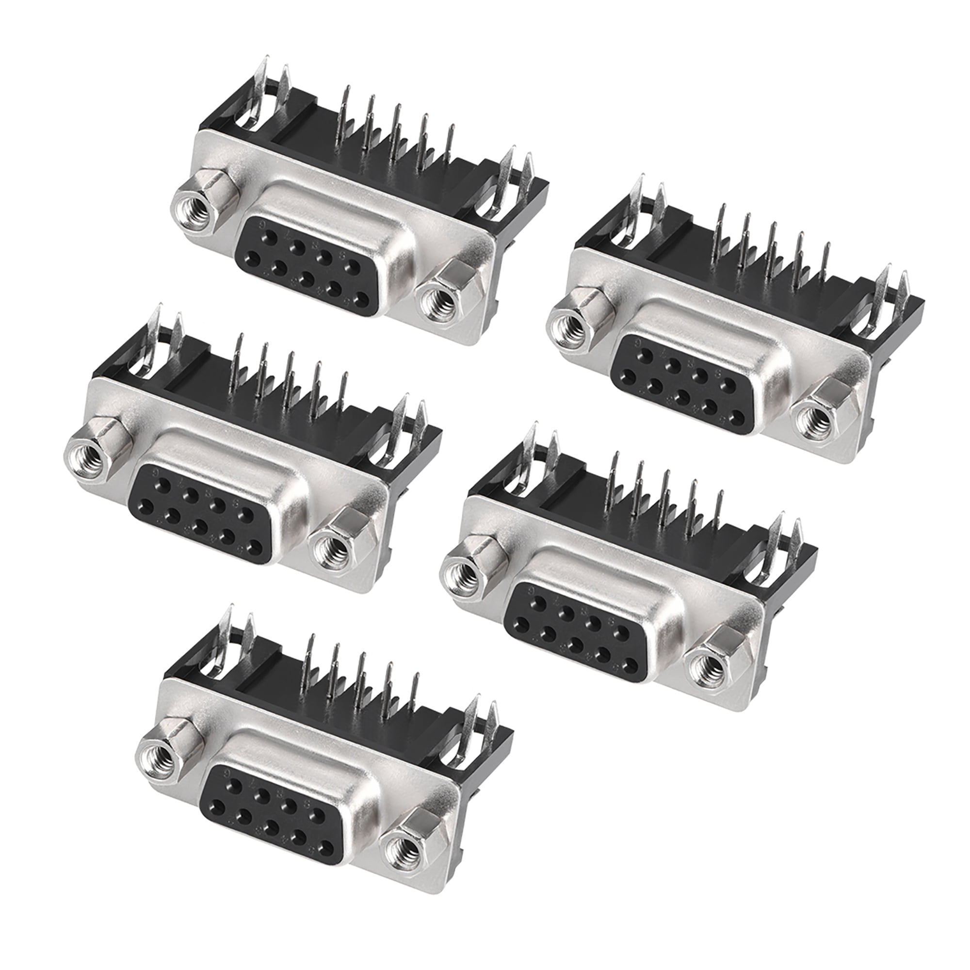D-sub Connector Female Socket 9-pin 2-row Right Angle Solder Type Black ...