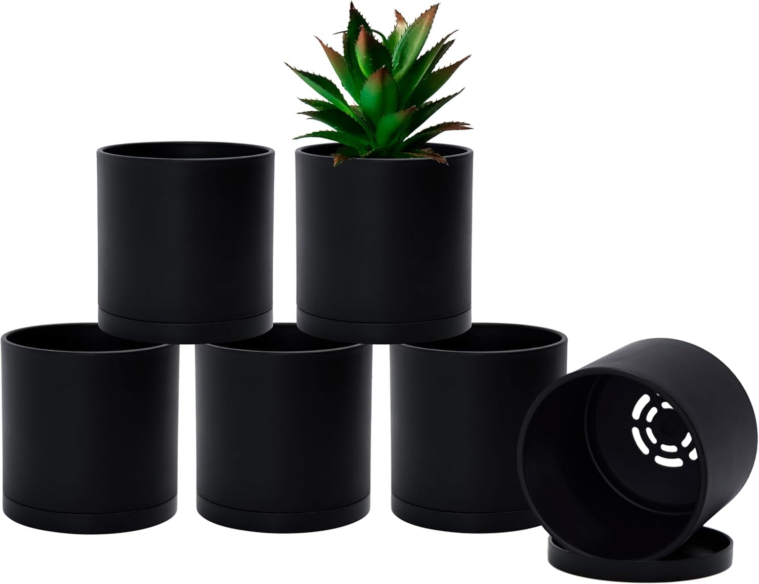 D'vine Dev 6 Pack 4 Inch Modern Plastic Plant Pots, Small Garden ...