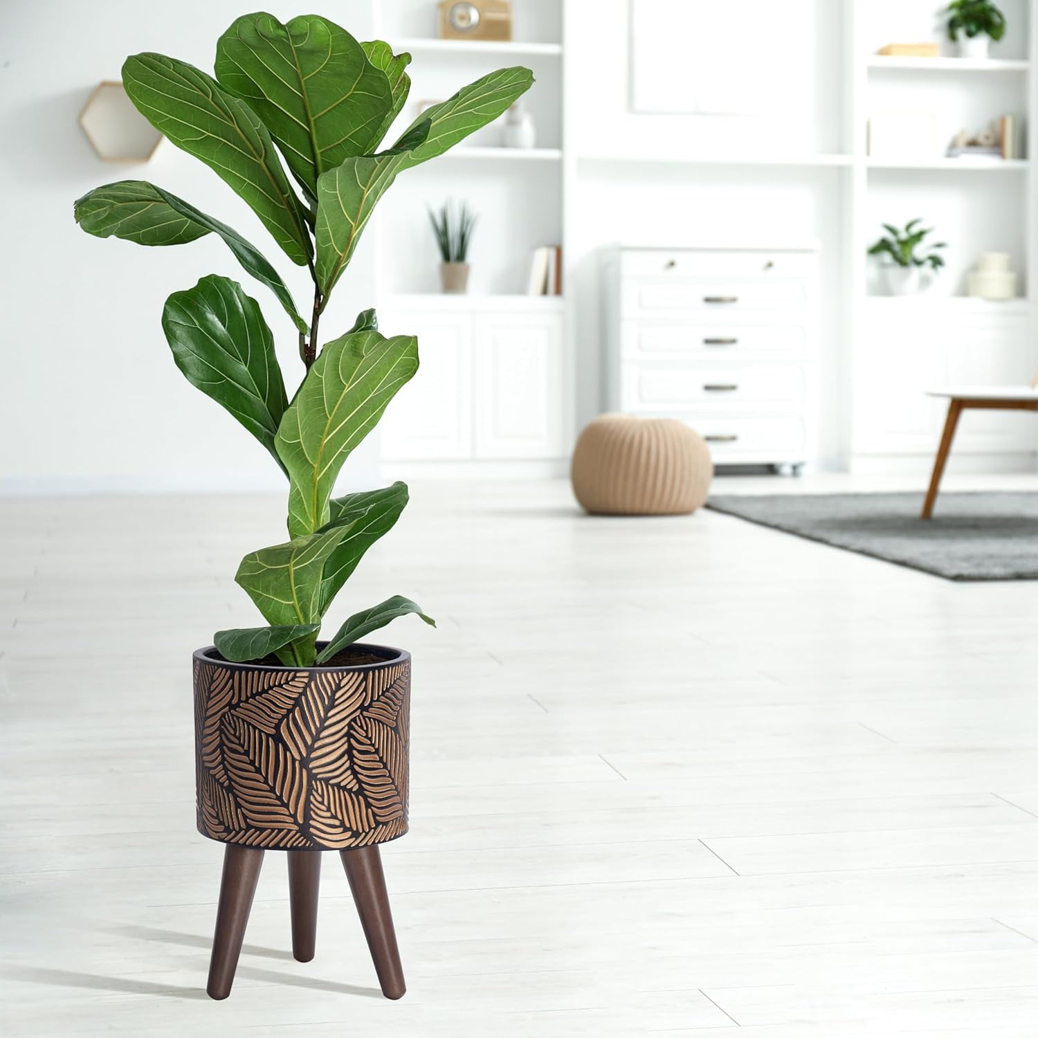D'vine Dev 8 Inch Planter Pot with Stand, Mid- Tall Plant Pot with Legs ...