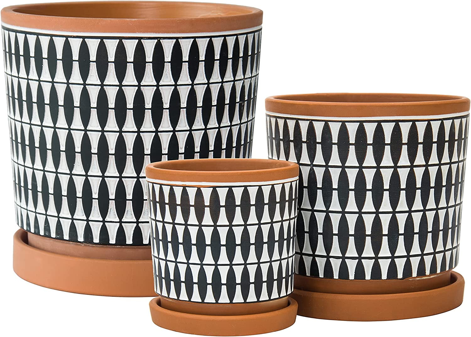 D'vine Dev Set of 3 Terracotta Pots, 4 Inch 6 Inch 8 Inch, Planter Pots ...