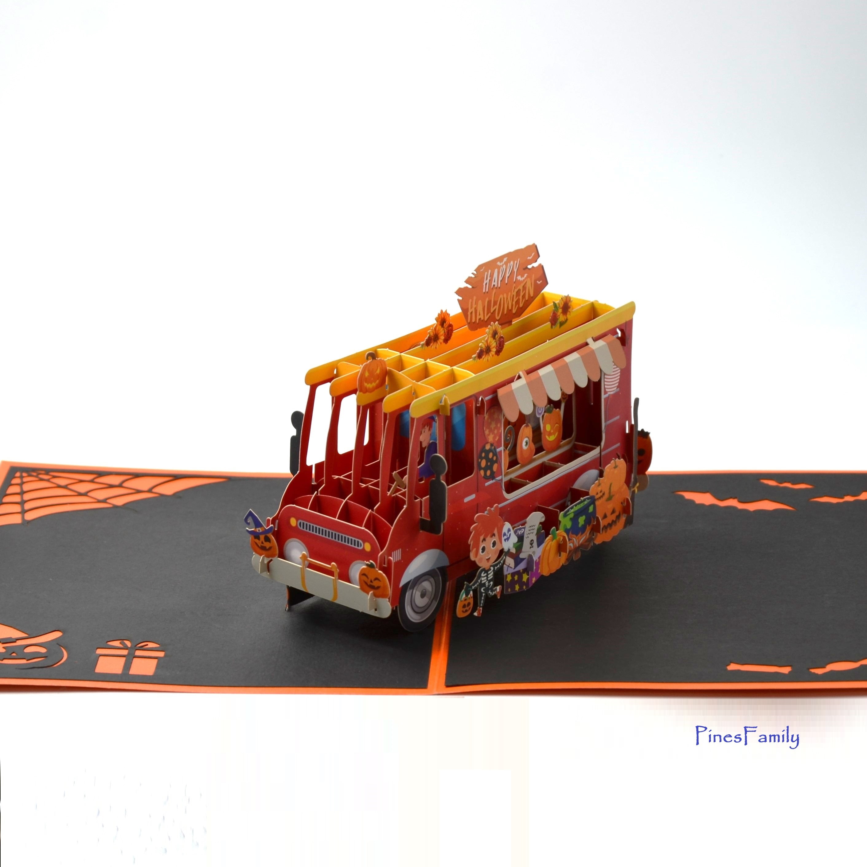 D02-Happy Halloween 3D Pop-Up Card - Spooky Halloween Pumpkin Car ...