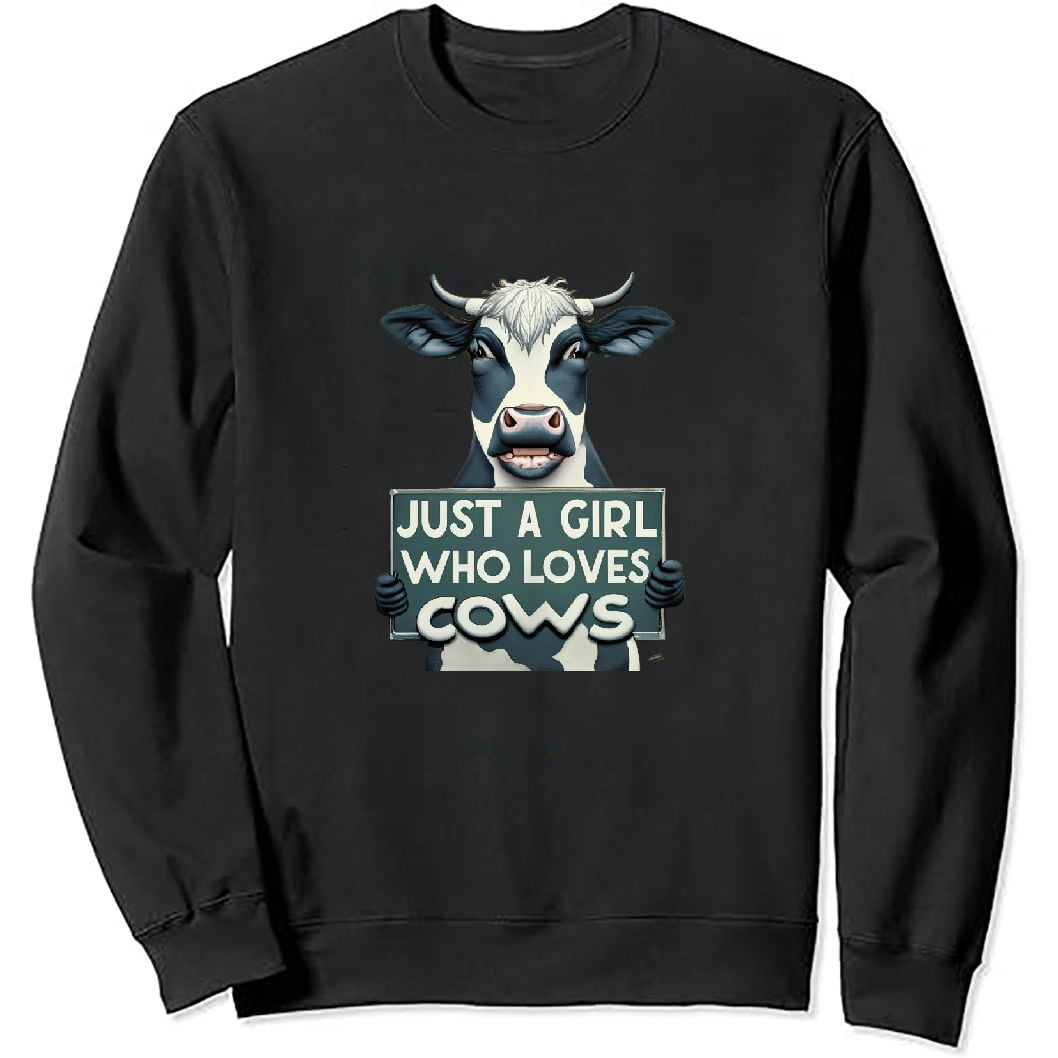 D04GENHS Cow Just A Girl Who Loves Cows Farmer Farm Animal Lover ...