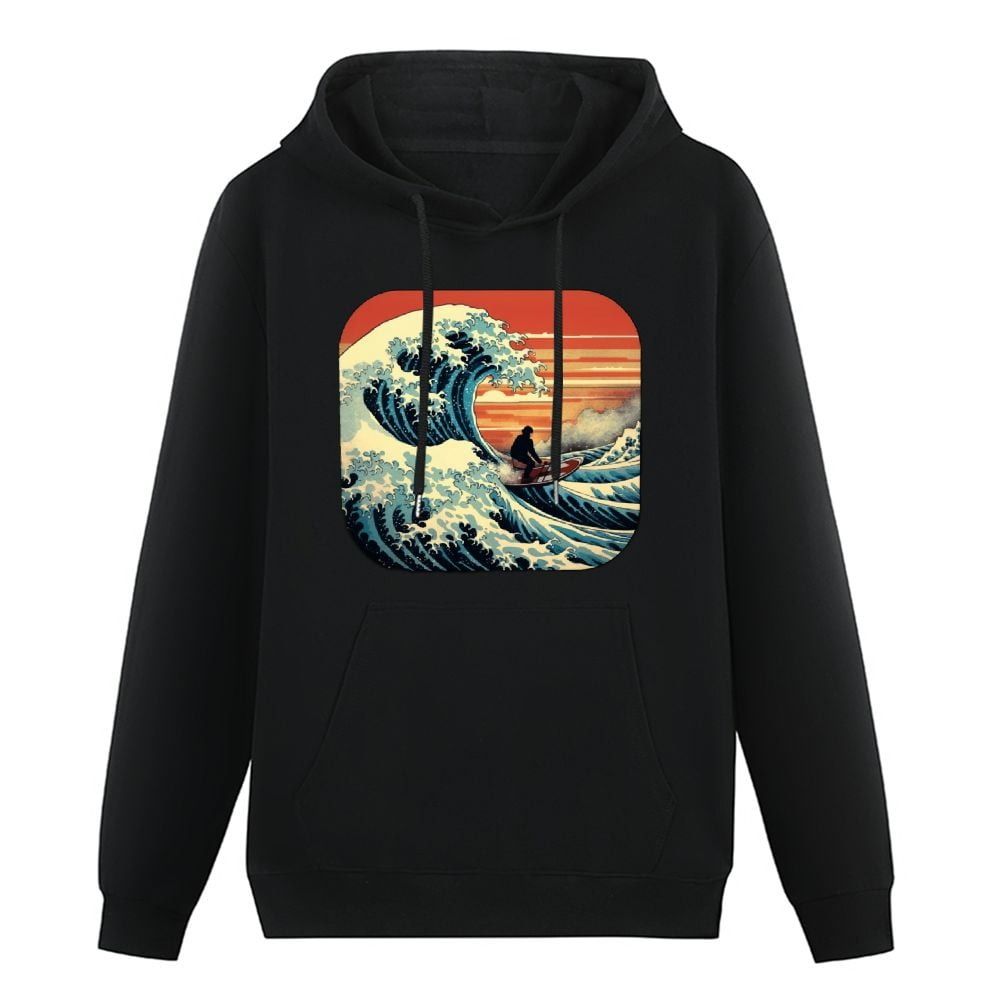 D04GENHS Surfing the Great Wave of Kanagawa - Surfer Gift Pullover ...