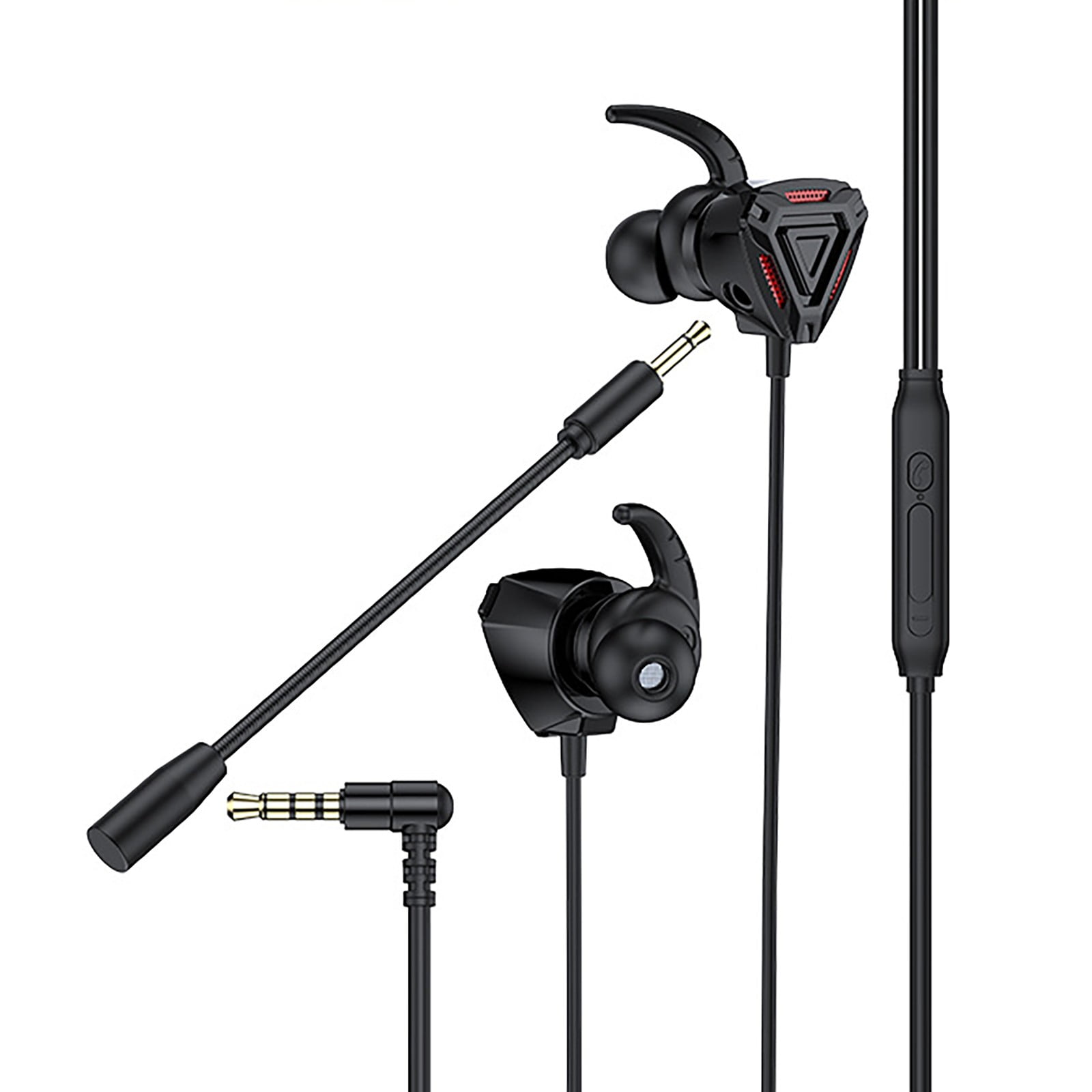 D08 Wired Earhook Gaming Headphones with Stereo 35mm Remote Mic In-Ear ...