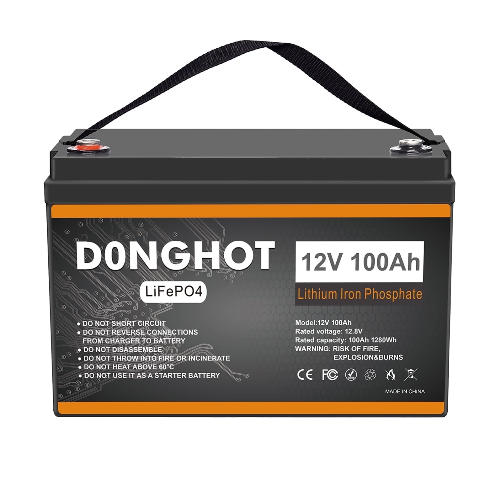 D0NGHOT 100Ah LiFePO4 Lithium Battery for Trolling Motor 12 Volts Deep ...