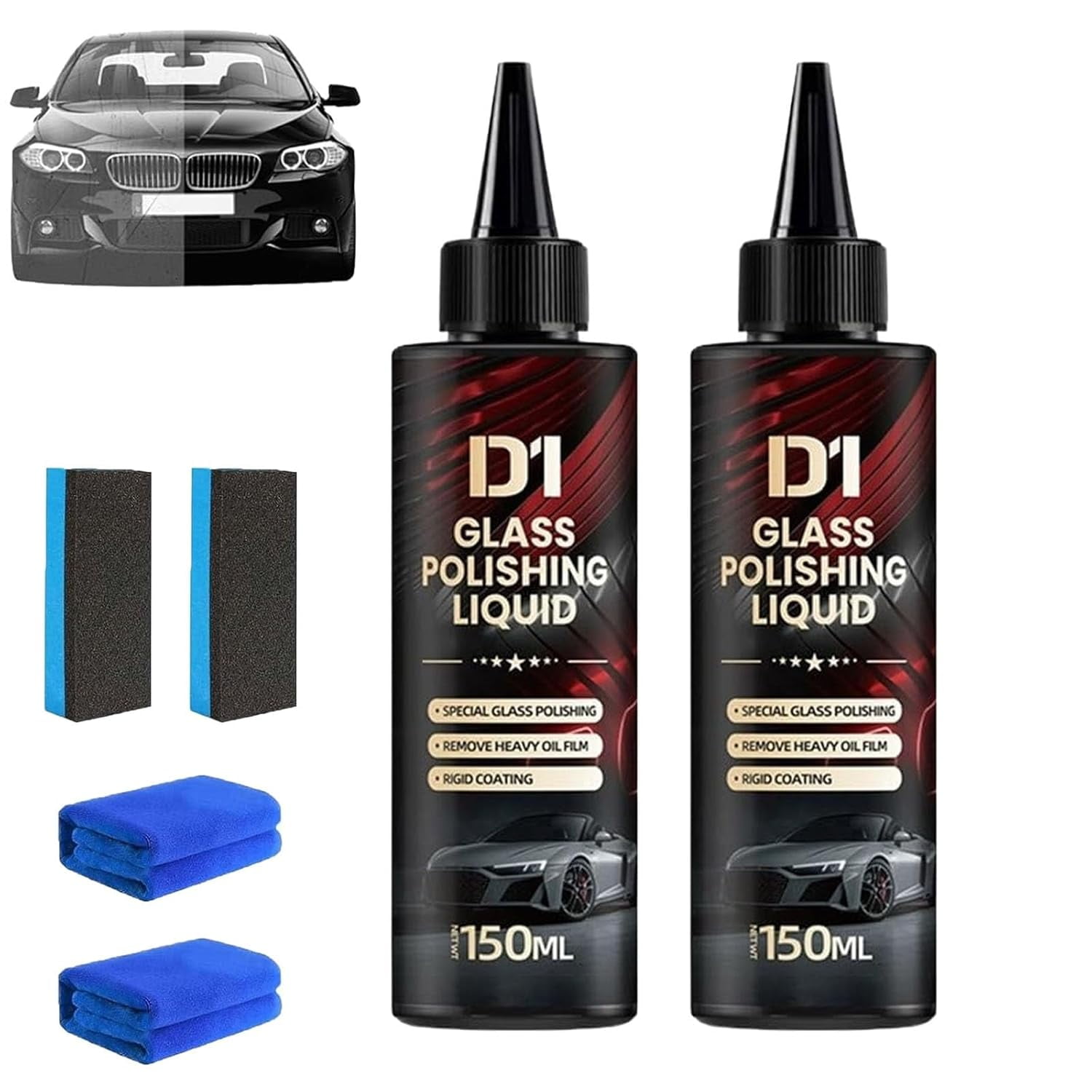 D1 Glass Polishing Liquid - Windshield Oil Film Remover & Hydrophobic ...
