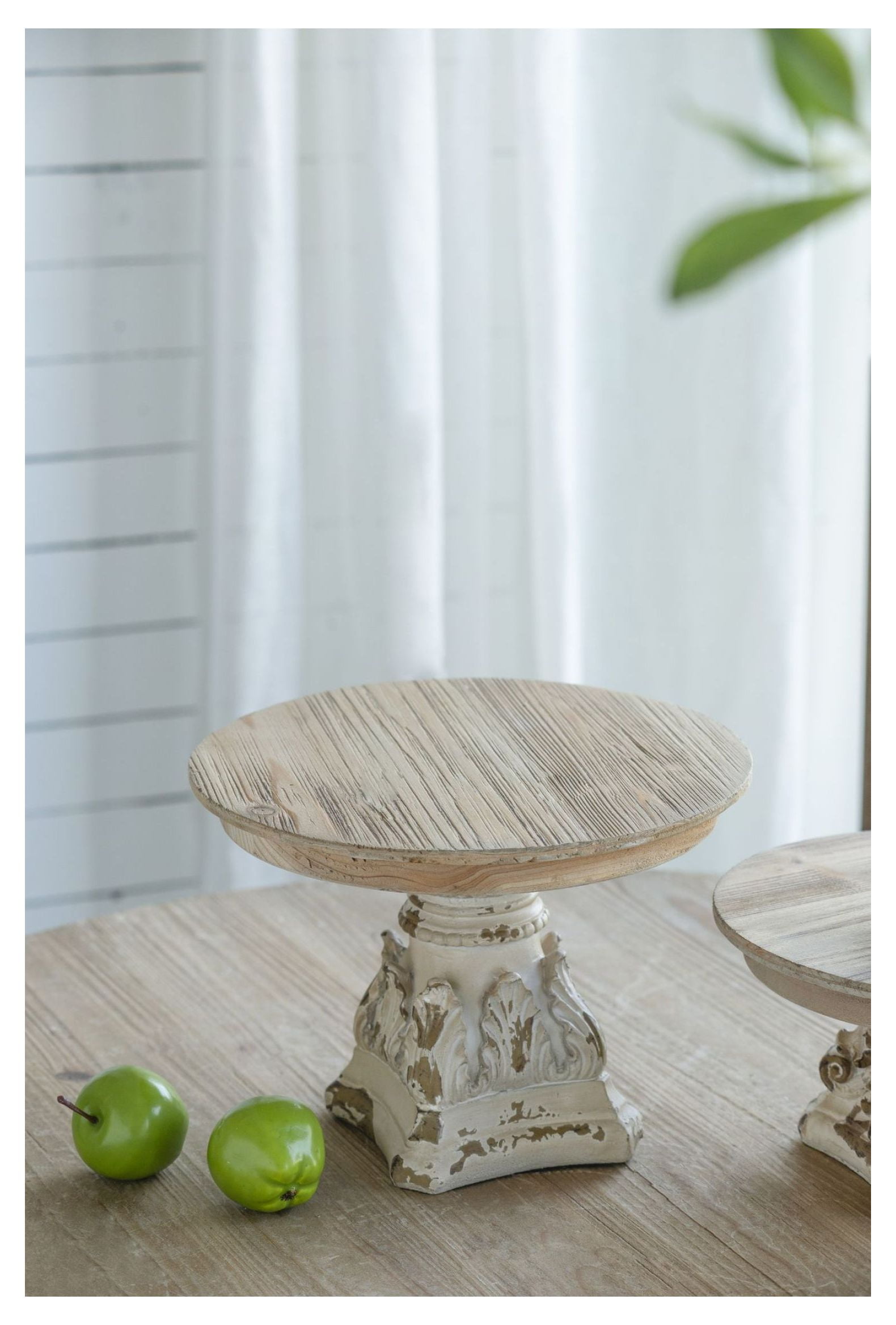 D10.5" x 7.5" Cake Stand, Wood Cake Plate with Base as Pic - Walmart.com