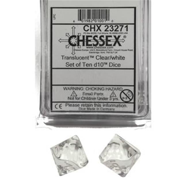 D10 Clamshell Board Game - Translucent Clear with White - 10 Piece ...