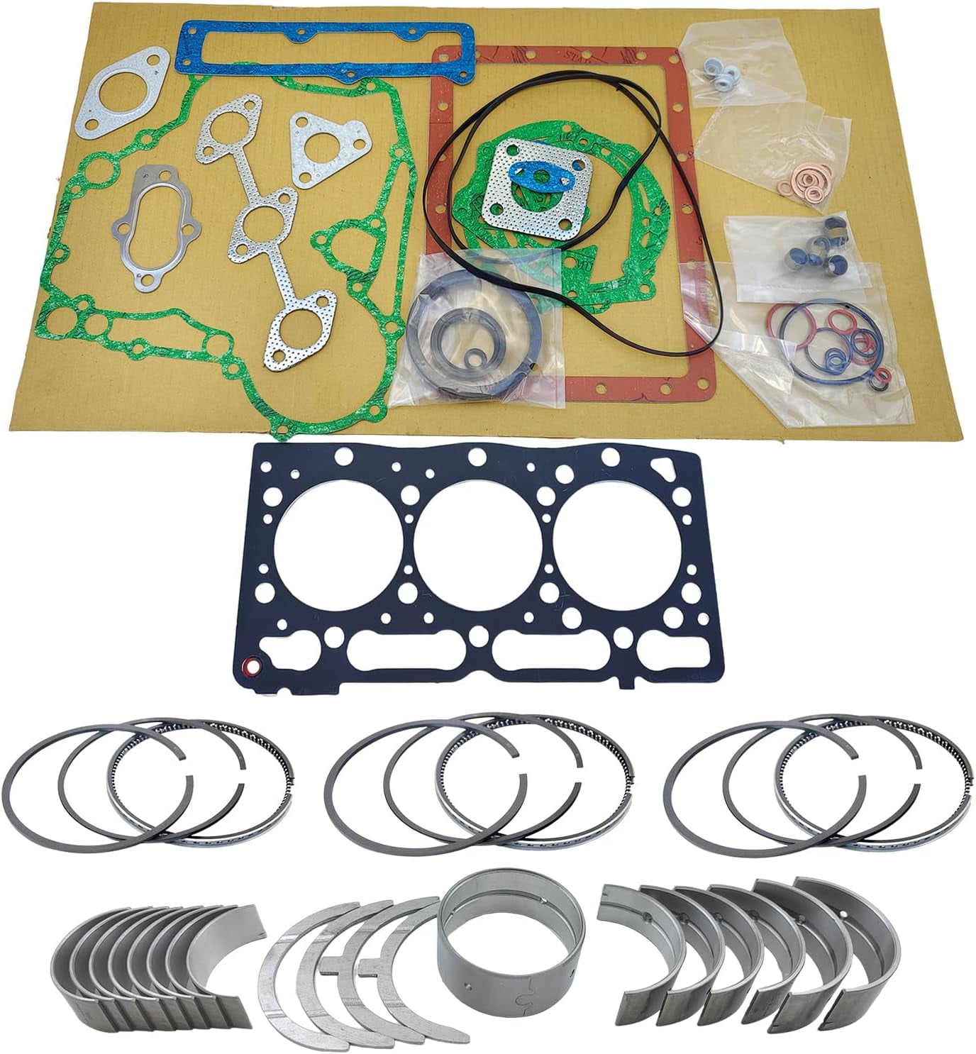 D1005 Engine Full Gasket Set Rings Bearings For Kubota D1005 Engine JCB VMT160-80 Compactor ...