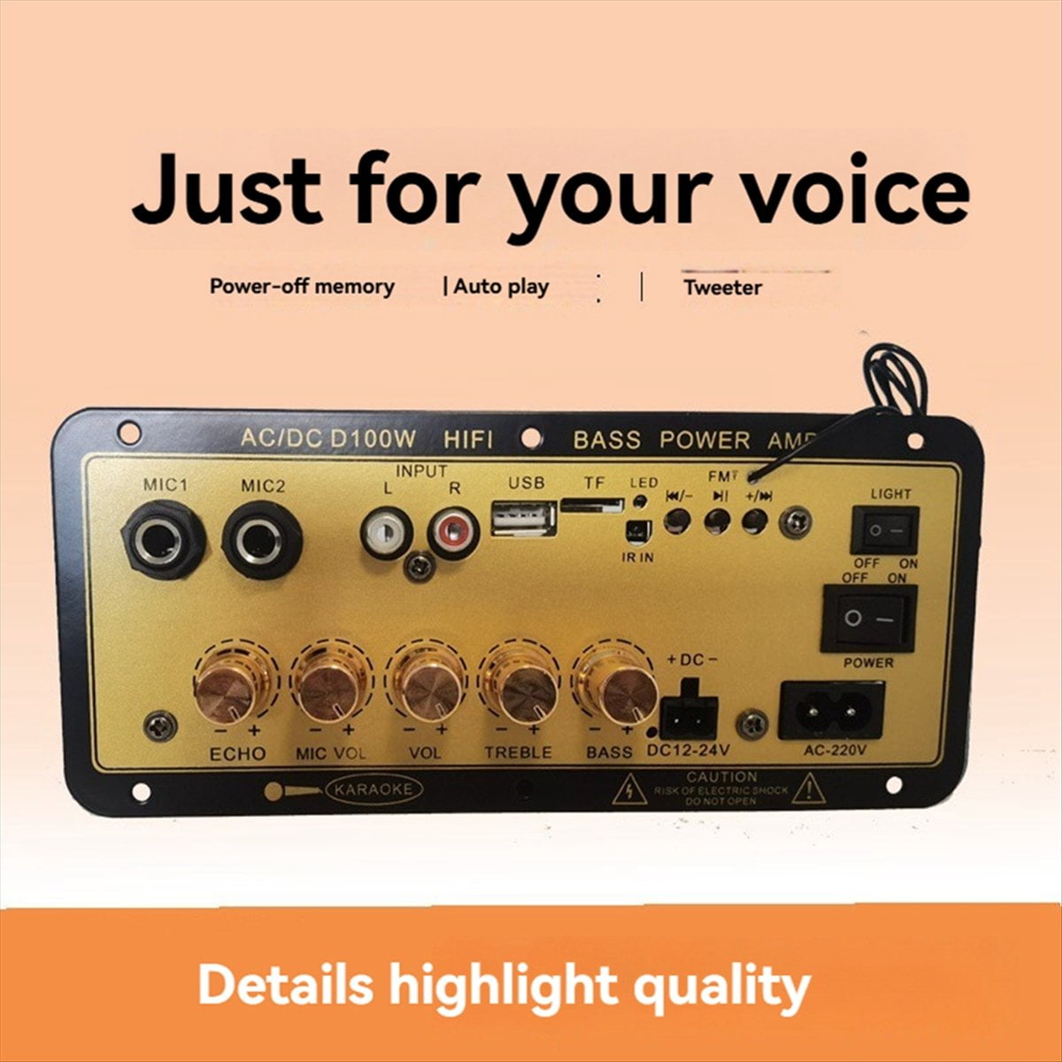 D100W Bluetooth Amplifier Board With Optical Audio Input Hifi Karaoke ...